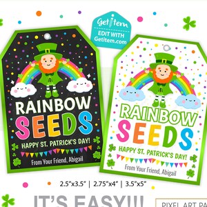 Editable St. Patrick's Day Tag, Rainbow Seeds Tags, Rainbow Tag ...