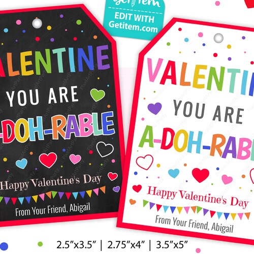 Editable Rainbow Valentine's Day Gift Tag Valentine You - Etsy