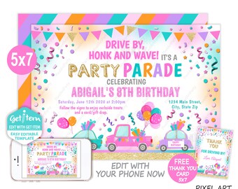 Drive by Birthday Parade Invitation - Etsy