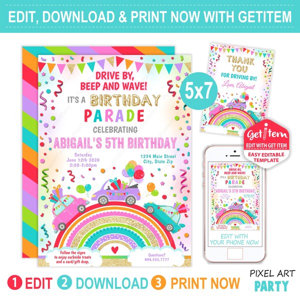 Drive by Birthday Parade Invitation - Etsy