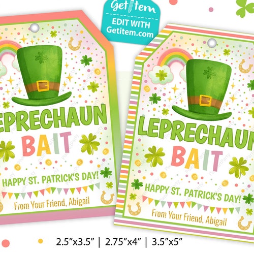 Leprechaun Bait Tags Printable Treat Bag Tags Gift Tags - Etsy