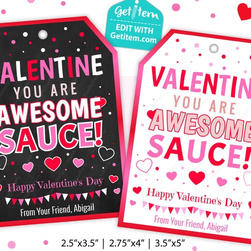 Awesome Sauce Valentine Applesauce Valentine Tags - Etsy