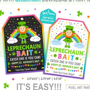 Editable St. Patrick's Day Tag, Leprechaun Bait Tag, Treat Bag, Teacher ...