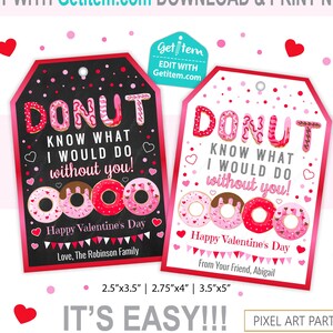 EDITABLE Classroom Valentine's Day Cards Donut Know What - Etsy