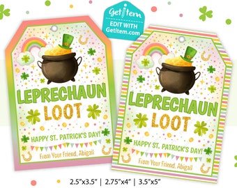 Editable St. Patrick's Day Tag, Leprechaun Bait Tag, Treat Bag, Teacher ...