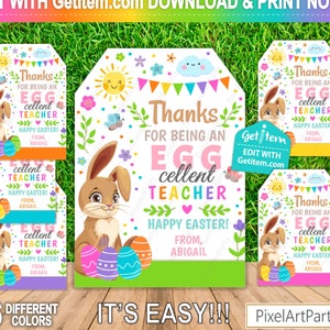 Editable Easter Teacher Gift Tags Eggcellent Tags Easter - Etsy