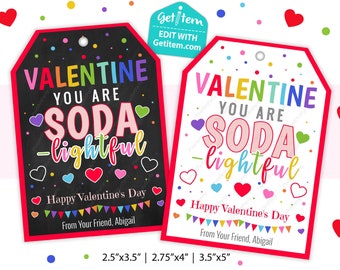 Tags Paper Paper & Party Supplies Valentine Soda Gift Tags You're Soda ...