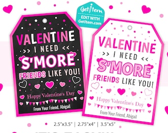 I Need S'more Friends Like You Valentine's Day Tags - Etsy