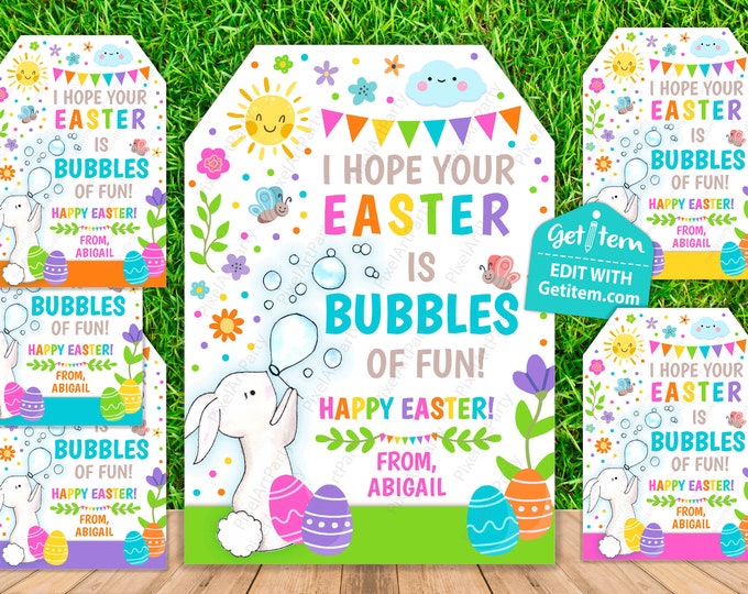 Editable Gift Tags I Hope Your Easter is Bubbles of Fun Tag - Etsy