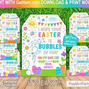 Editable Gift Tags, I Hope Your Easter is Bubbles of Fun Tag, Easter ...