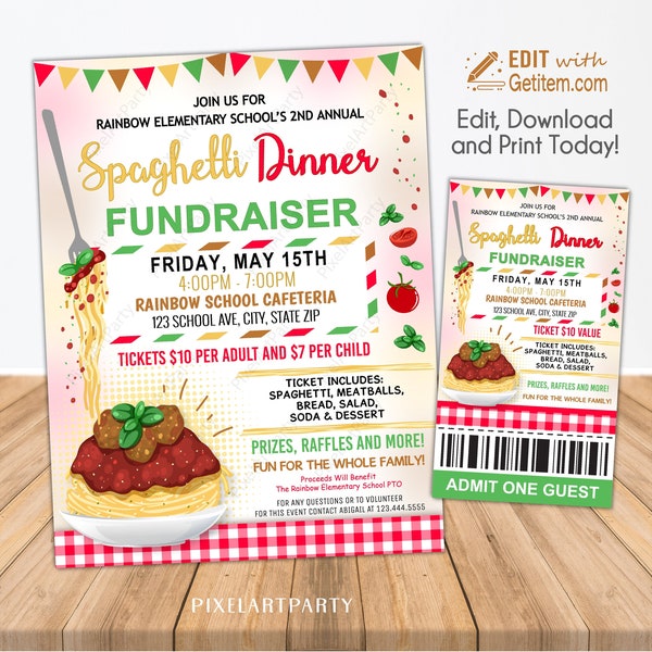 Spaghetti Dinner Fundraiser Flyer - Etsy