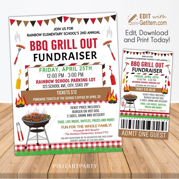 Church Bbq Ticket Template - Etsy