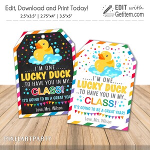 Editable Rubber Duck Classroom Gift Tags Back to School Gift - Etsy