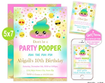 Don't Be a Party Pooper Birthday Invitation Birthday | Etsy