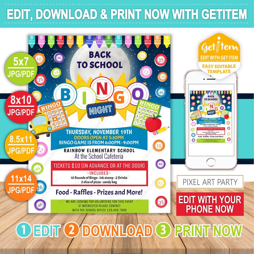 Back to School Bingo Night Flyer, School Event Flyer, School Flyer ...