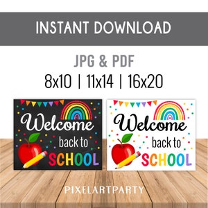 Welcome Back to School Sign Classroom School Poster Classroom Rainbow ...