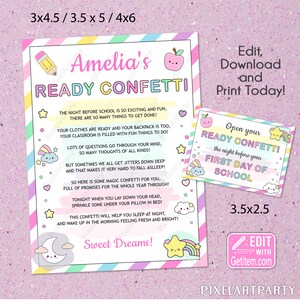 EDITABLE Back to School Ready Confetti Printable Back to School Gift ...