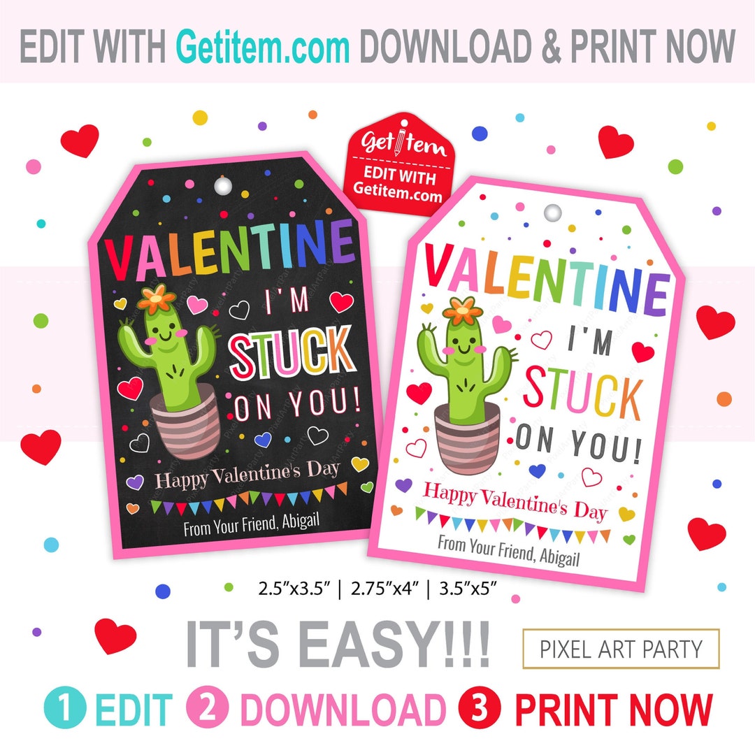Editable Stuck on You Valentine Tags, I Am Stuck on You Valentine ...