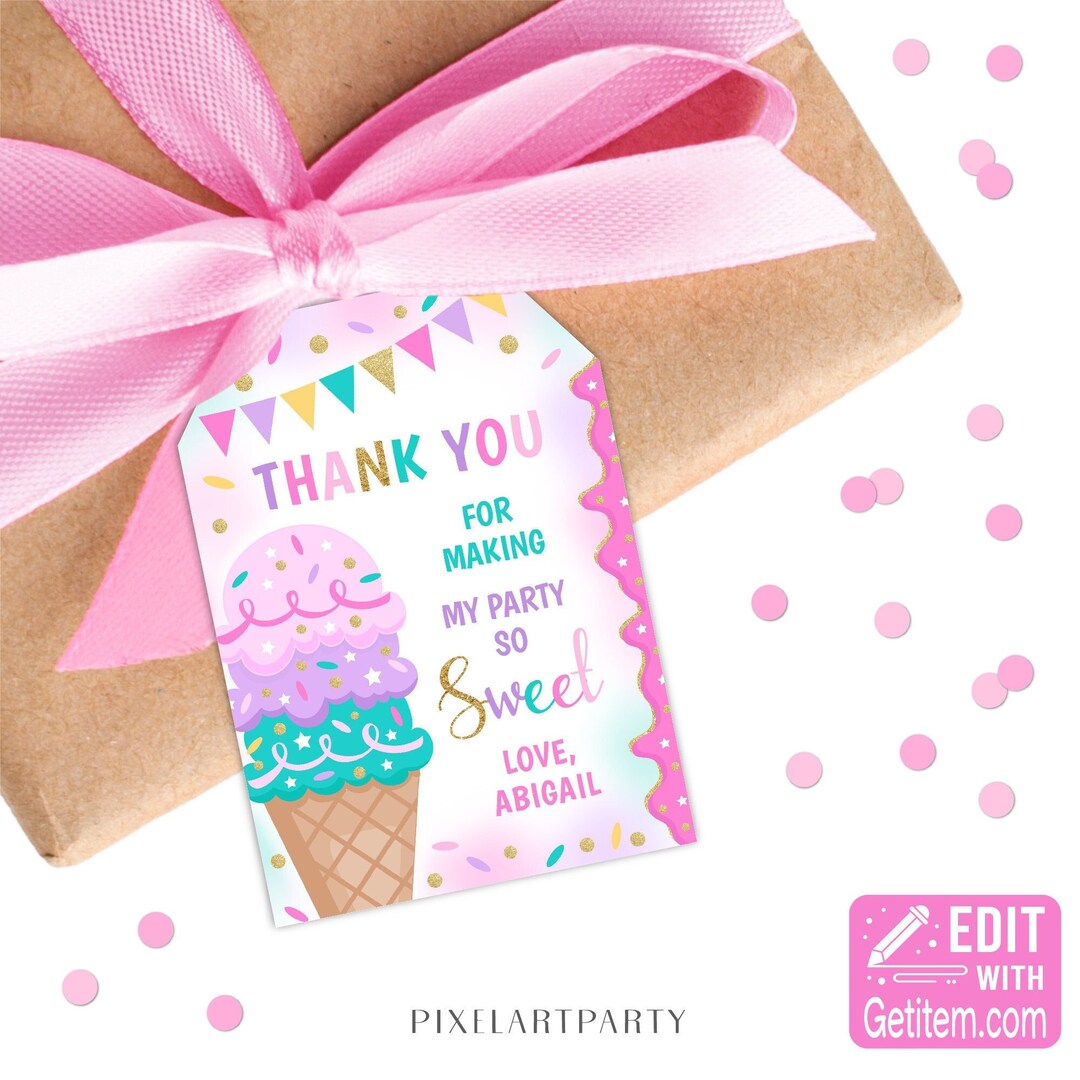 Editable Ice Cream Favor Tags Ice Cream Party Thank You Tags Ice Cream ...