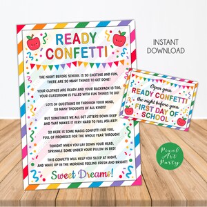 Back to School Ready Confetti Printable Back to School Gift for ...