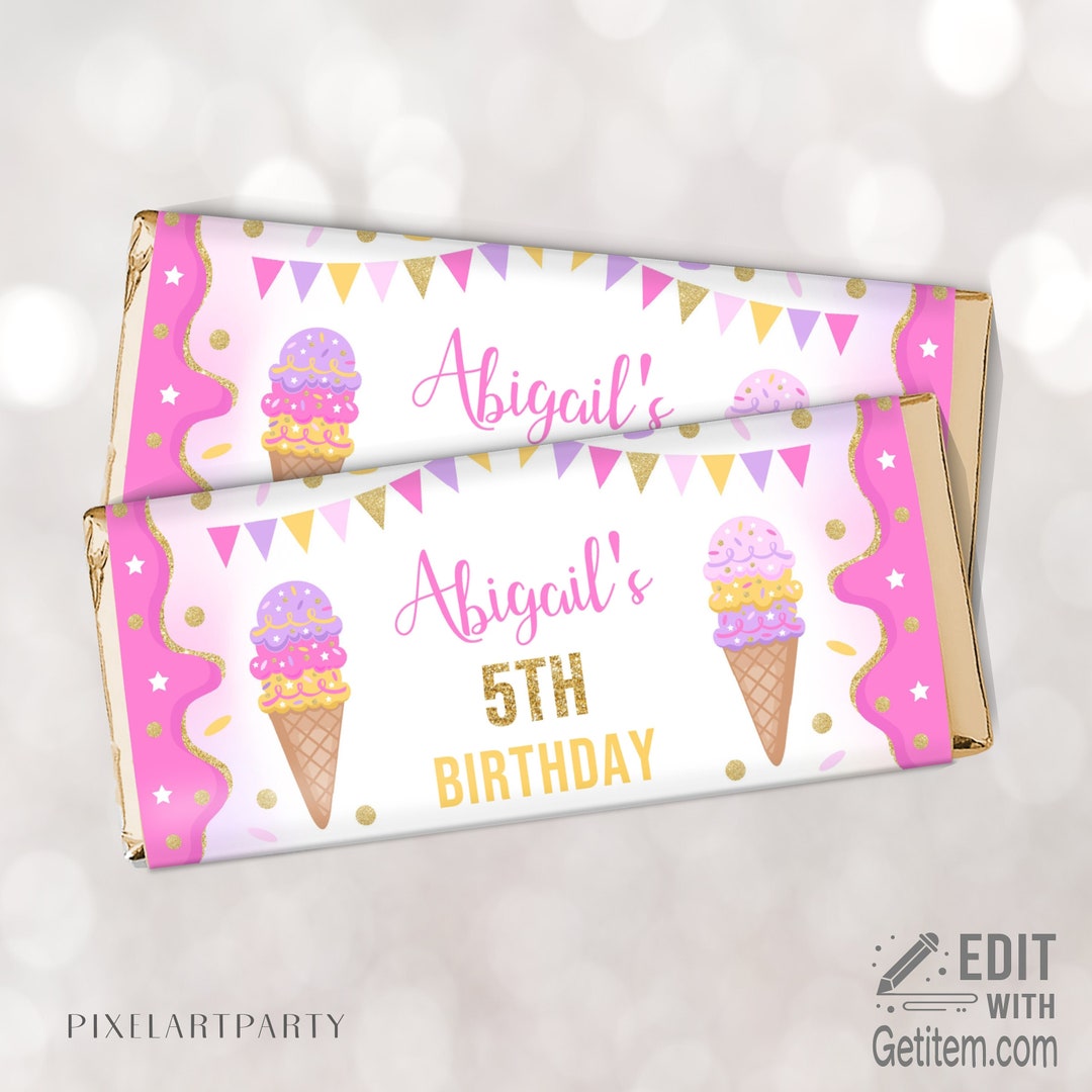 Editable Ice Cream Candy Bar Wrapper Ice Cream Candy Bar Label Ice ...