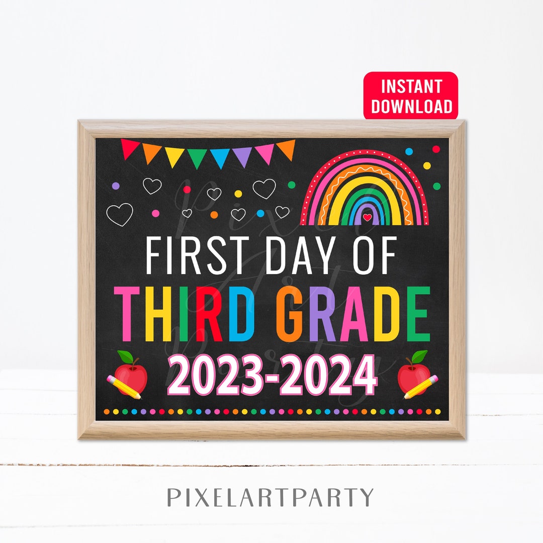 First Day of Third Grade 2023 Sign Rainbow Back to School - Etsy