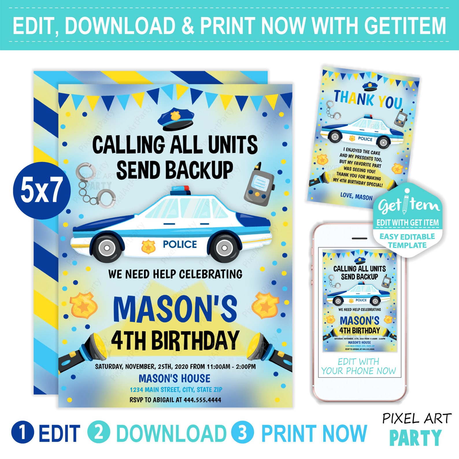 Editable Police Invitation Police Invitation Police Party - Etsy