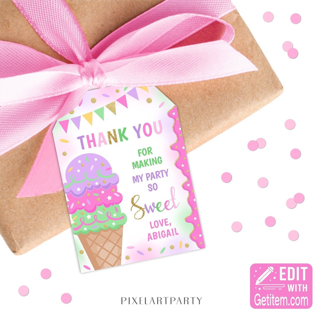 Editable Ice Cream Favor Tags Ice Cream Party Thank You Tags Ice Cream ...