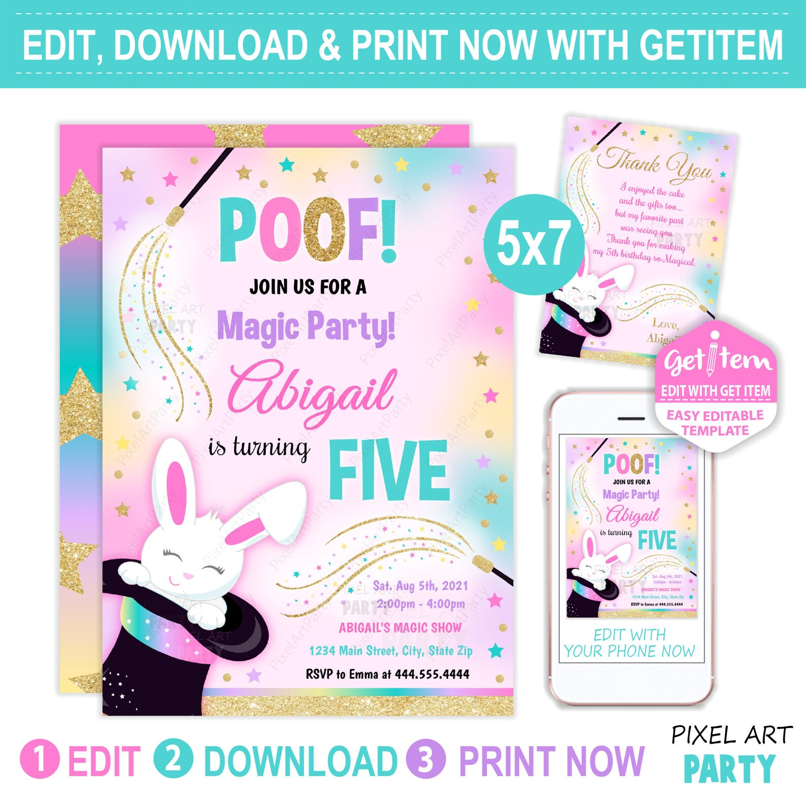 Editable Magic Show Invitation Magician Invitation Magic - Etsy