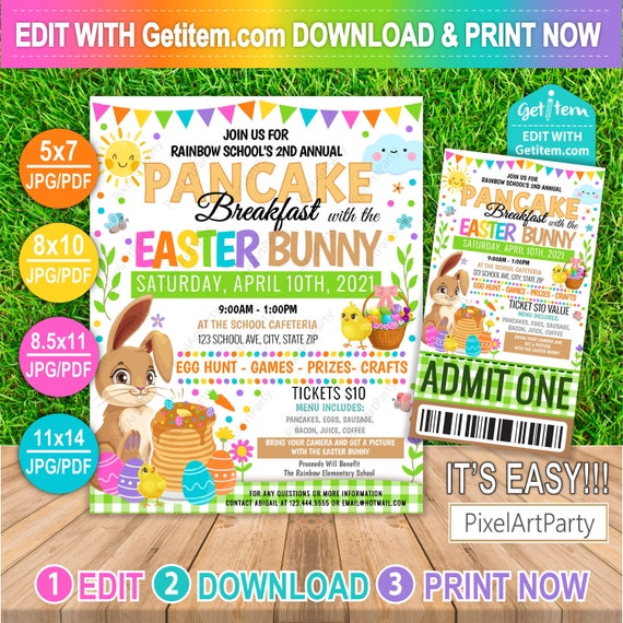 Editable Easter Pancake Breakfast Flyer Charity Non Profit - Etsy