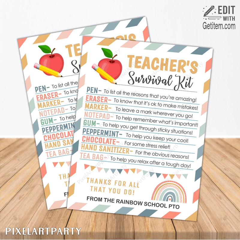 Teacher Survival Kit - Etsy