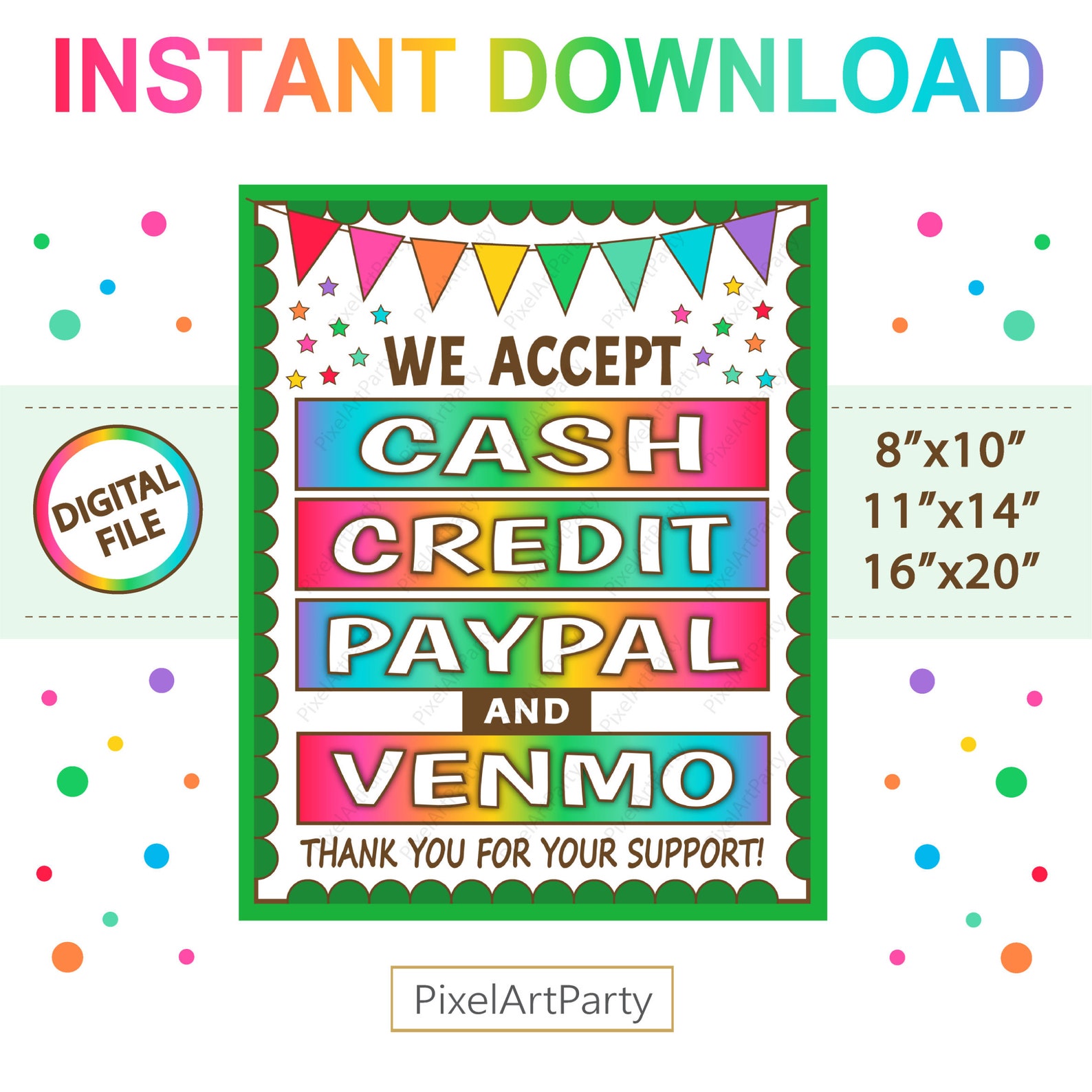We Accept Cash Credit Paypal and Venmo Sign Cookie Sign - Etsy