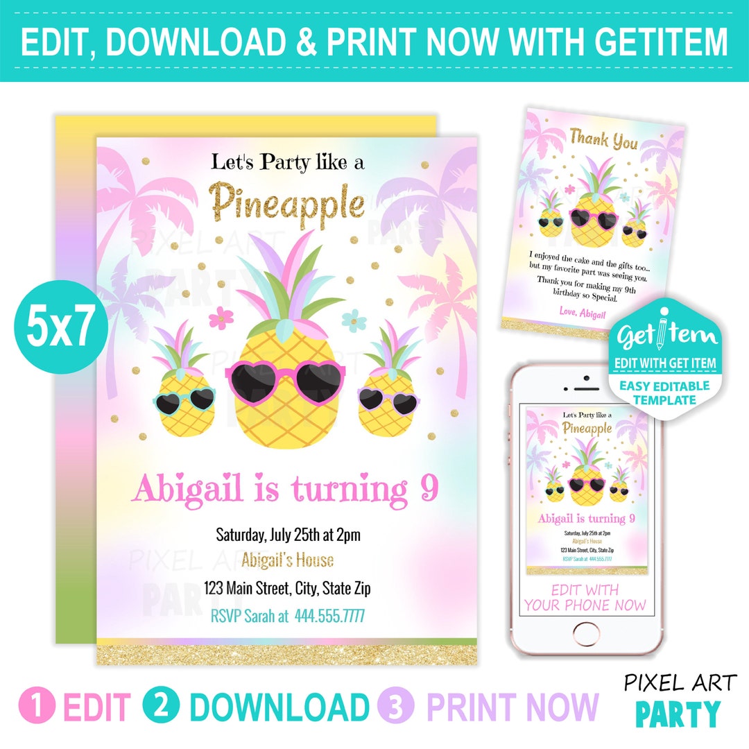 Let's Party Like a Pineapple Invitation, Pineapple Invitation ...