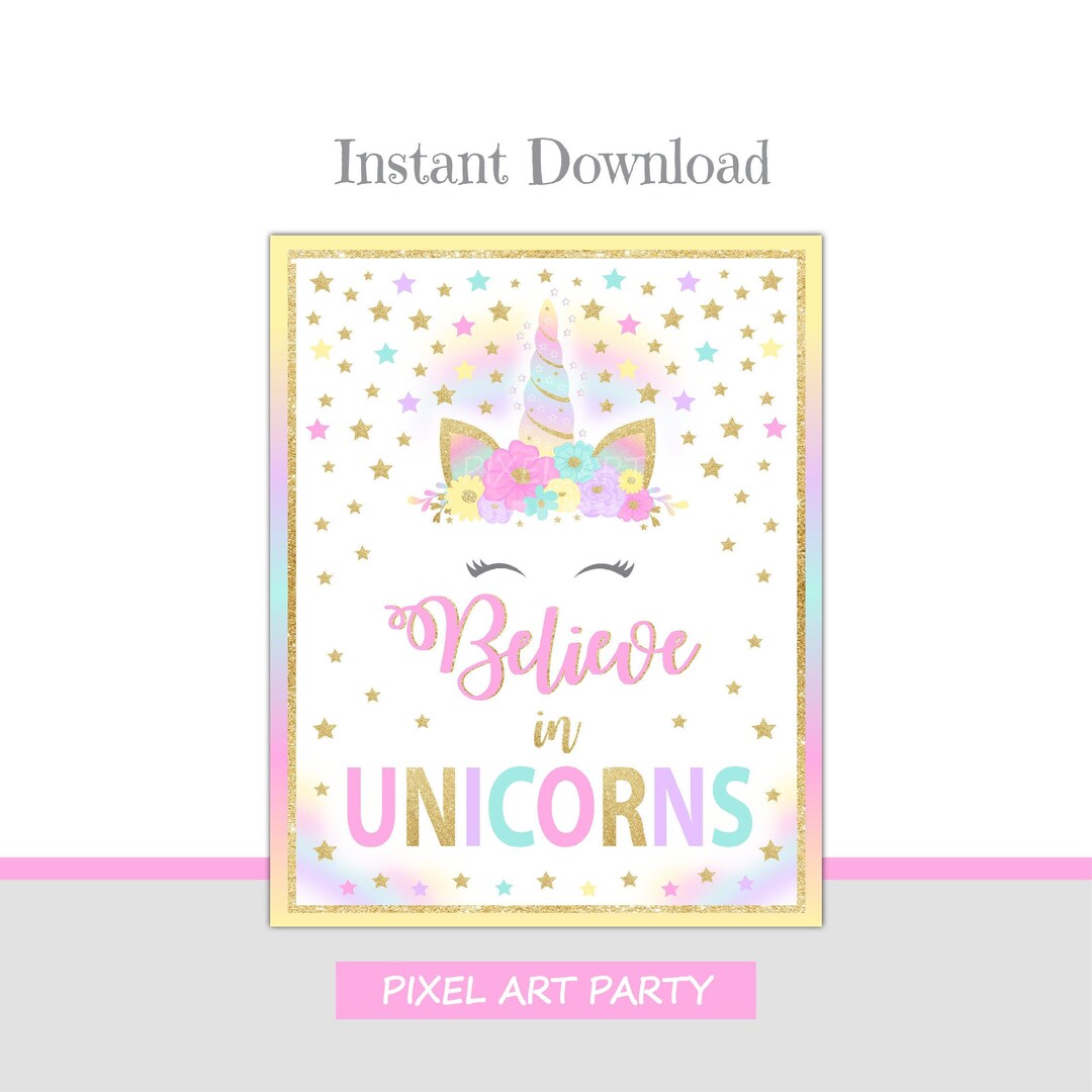Believe in Unicorns Sign, Birthday Party Sign, Unicorn Sign, 8x10 - Etsy