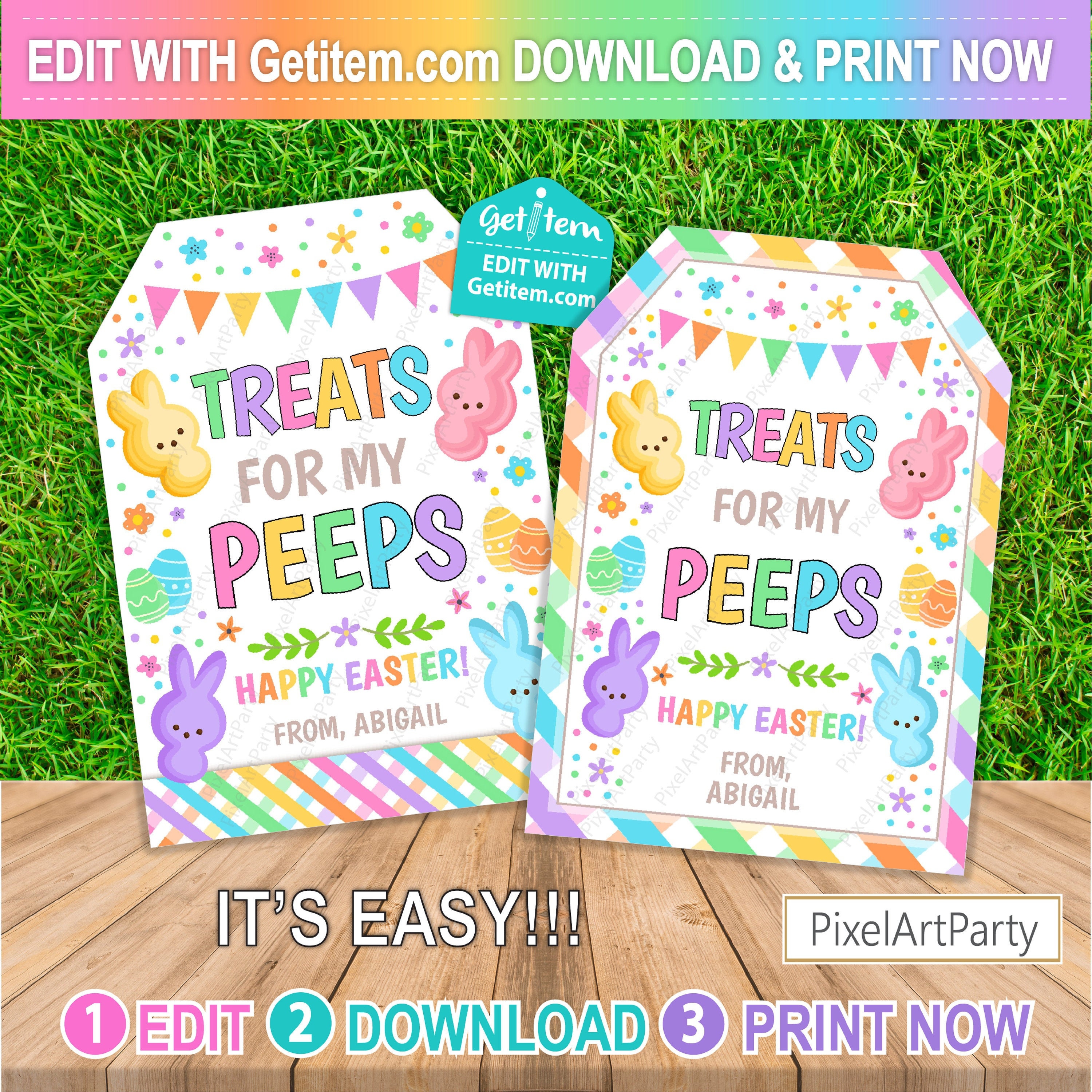 Editable Easter Peeps Gift Tags Treats for My Peeps Tag - Etsy India