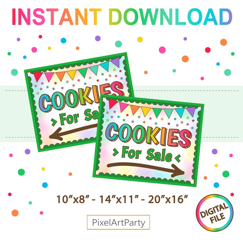 Cookie Booth Signs Cookie Arrow Sign Cookie Booth Printable - Etsy