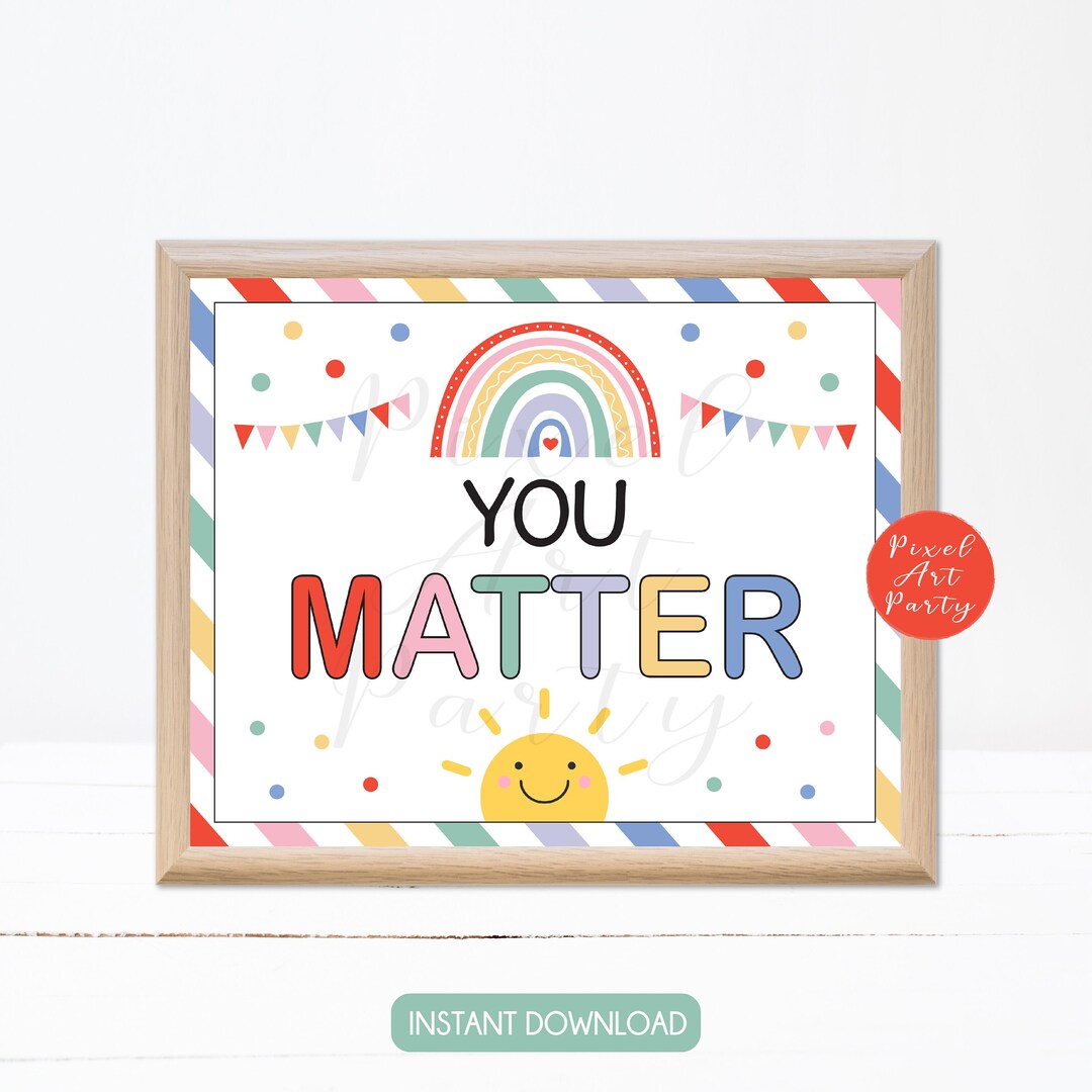 You Matter Poster Self Esteem Poster Growth Mindset Motivational Poster ...