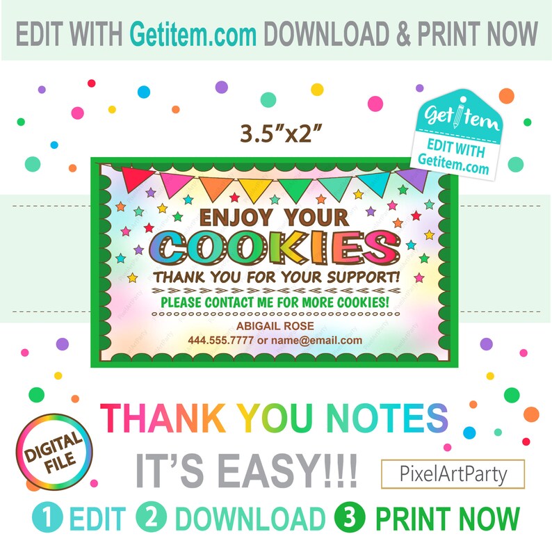 Editable Cookies Thank You Card Thank You Notes Cookie - Etsy