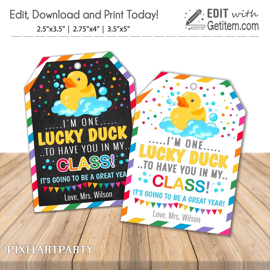 Editable Rubber Duck Classroom Gift Tags Back to School Gift From ...