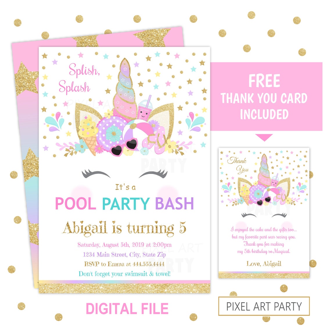 Unicorn Pool Party Invitation Unicorn Pool Party Pool Party - Etsy