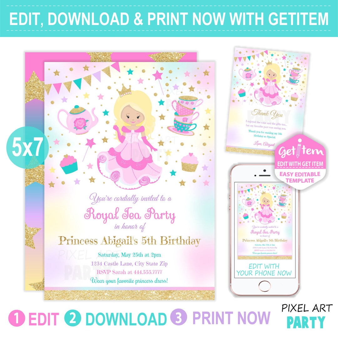 Princess Tea Party Invitation, Princess Invitation, Tea Party ...