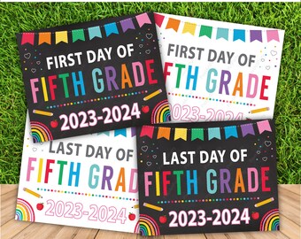 First Day of School Sign for Fifth Grade Printable Chalkboard - Etsy