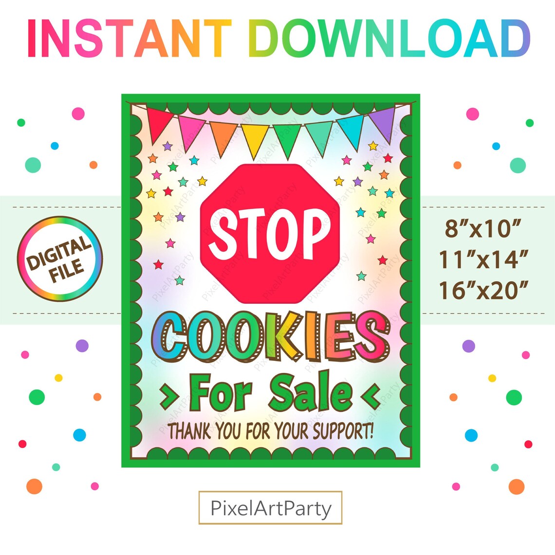 Cookies Booth Sign, Stop Cookies for Sale Sign, Cookie Printable ...