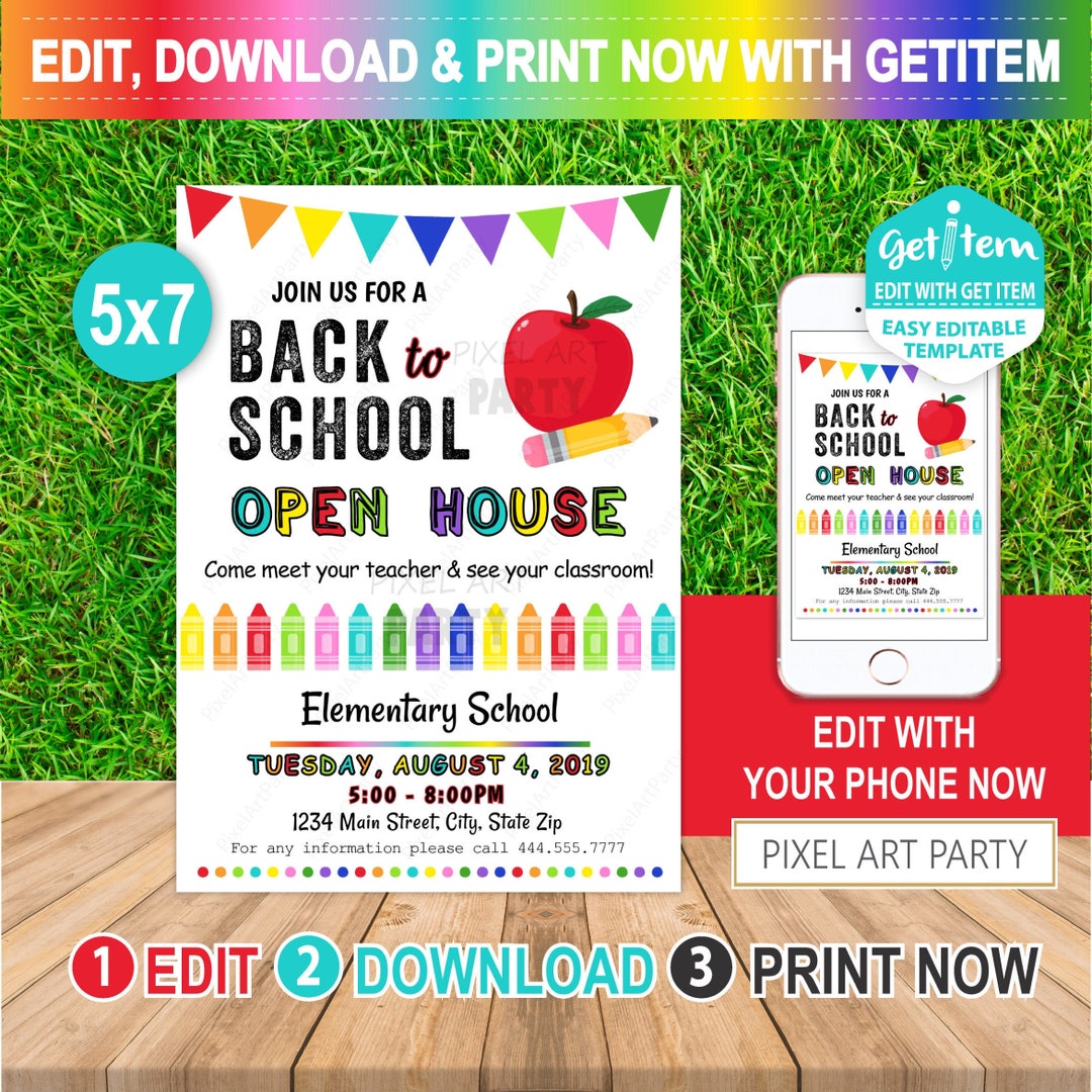 Back to School Open House Invitation, Back to School Invitation Party ...