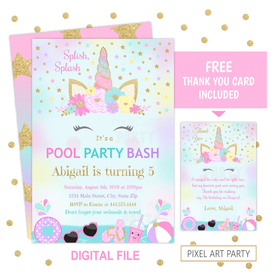 Unicorn Pool Party Invitation Unicorn Pool Party Pool Party - Etsy