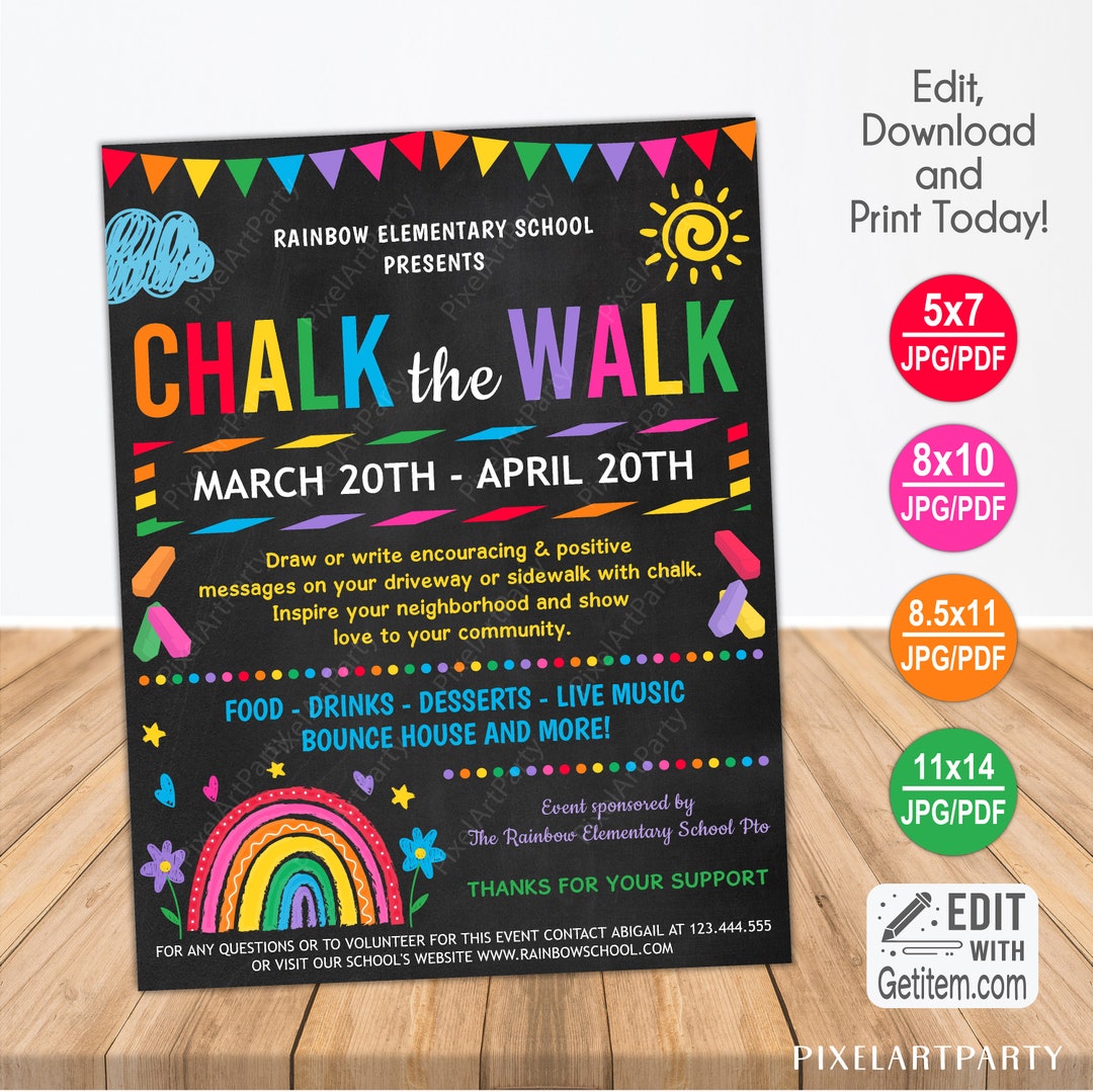 EDITABLE Chalk the Walk Flyer Homeschool Social Connection Event Idea ...