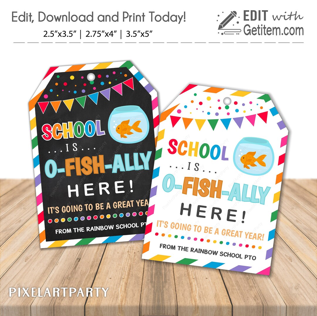 Editable School is O-fish-ally Here Classroom Gift Tags Back to School ...