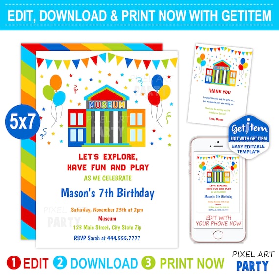 Museum Birthday Invitation Museum Invitation Party - Etsy