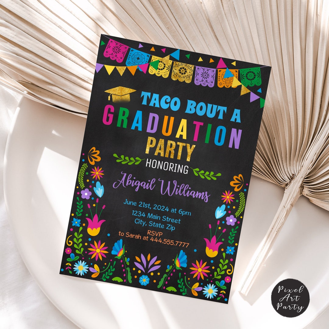 Editable Fiesta Graduation Party Invitation Mexican Graduation ...