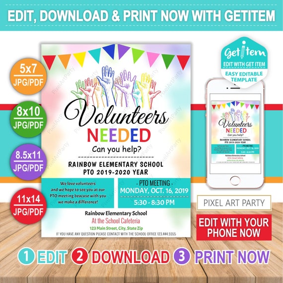 Volunteer Recruitment Flyer Volunteers Needed PTO Volunteers - Etsy